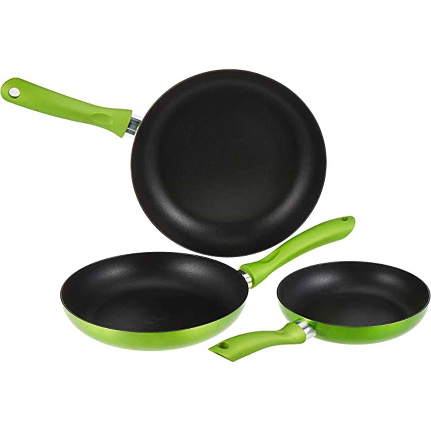 Tognana Grancuci Shiny Green 3 Pans Set, 20 24 28 Cm Diameter