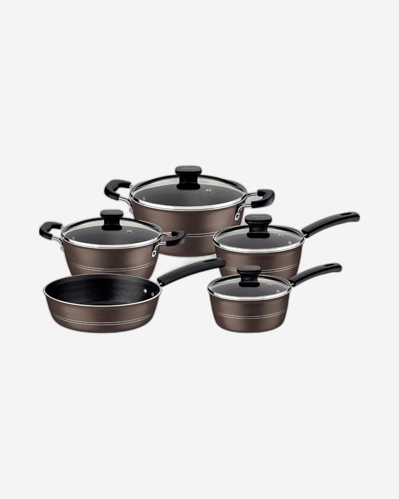Tramontina Brazil Sicilia 9 Pieces Hazelnut Aluminum Cookware Set with
