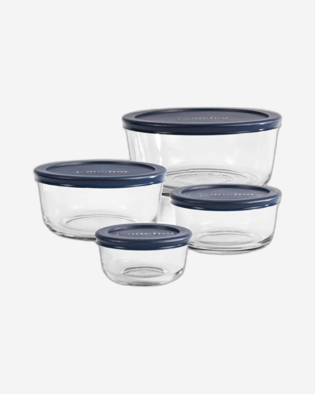 Anchor Hocking Glass Food Storage Containers with Navy Blue / Red Lids ...