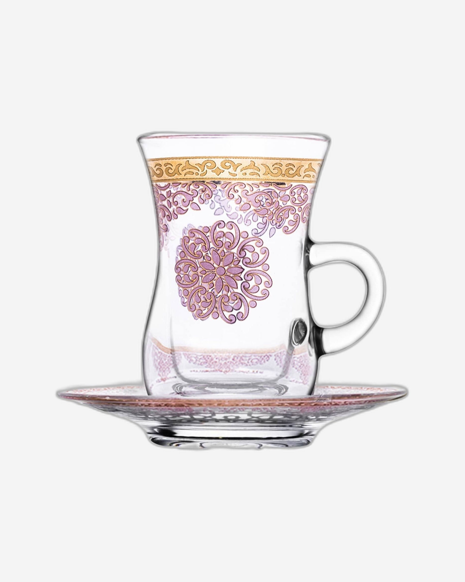 Dimlaj Selena Tea Cups & Saucers 6Pc Gold & Pink – Jashanmal