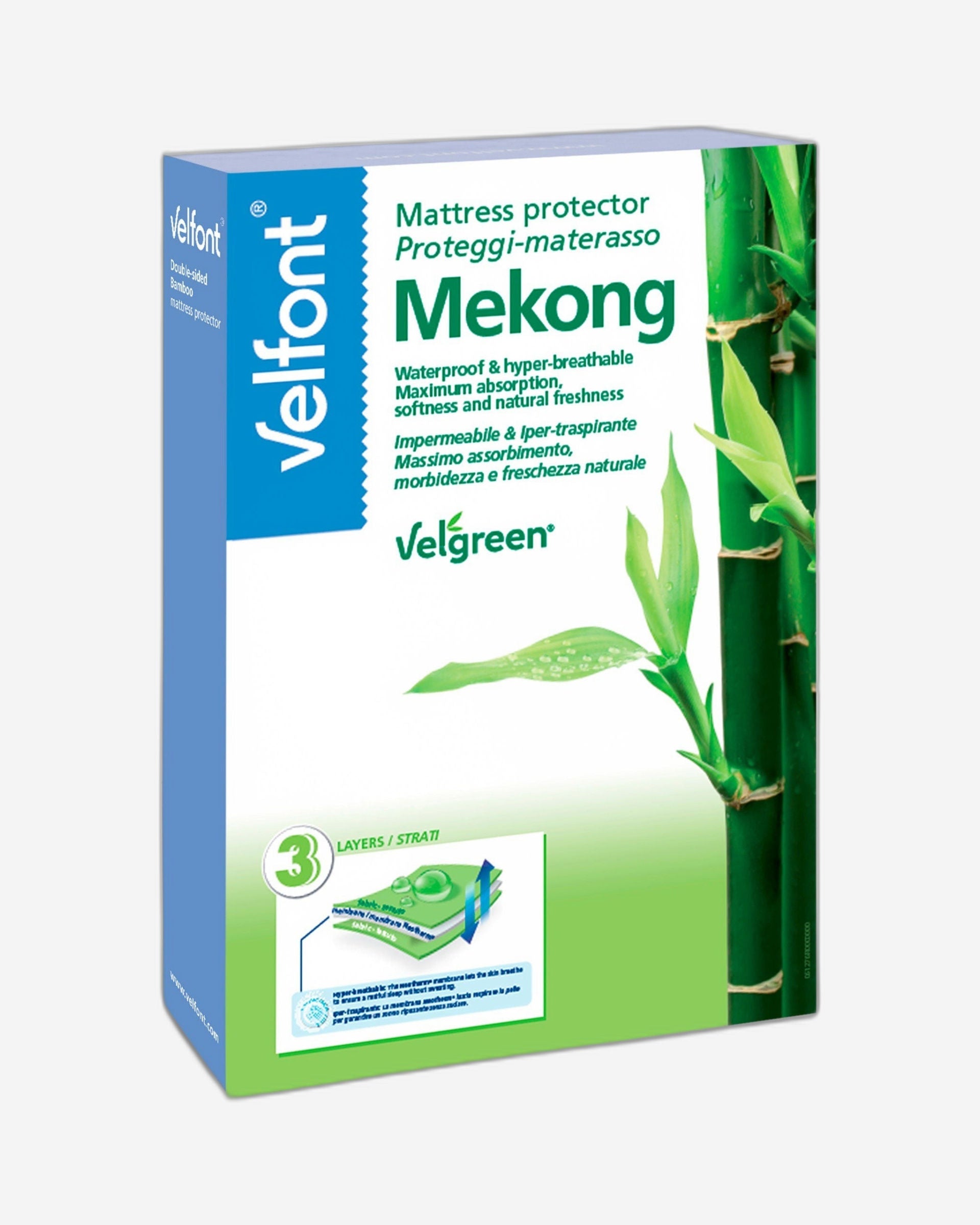 Velfont "Mekong" 3 Layer Mattress Protector White