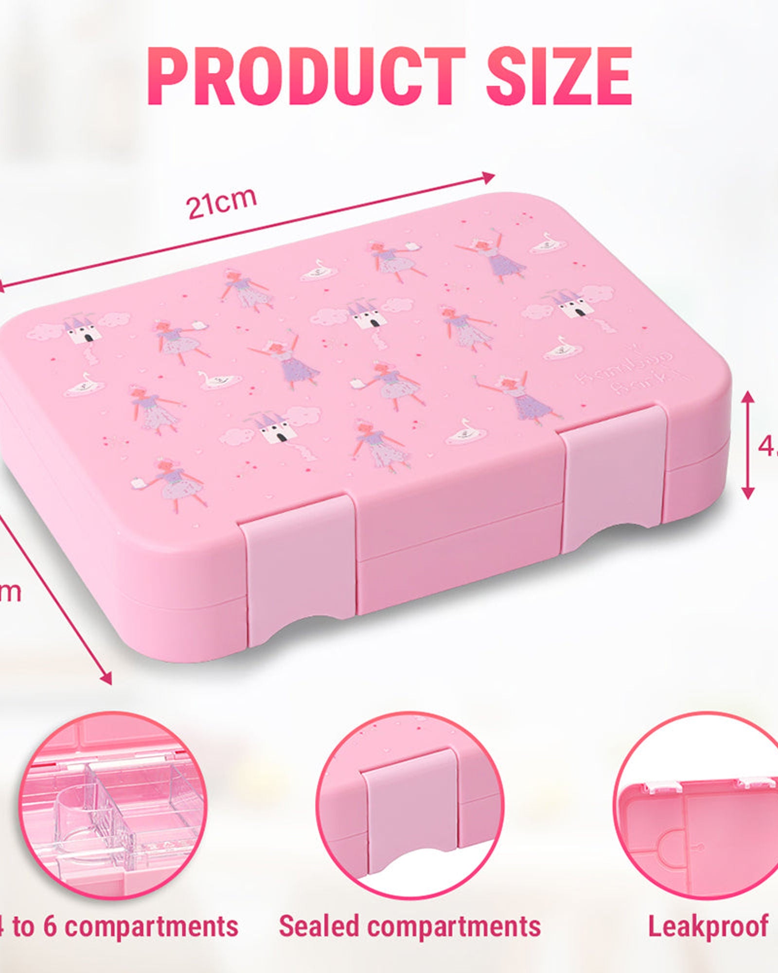 Bamboo Bark Lunch Box Pink Ballerina Castle Print – Jashanmal