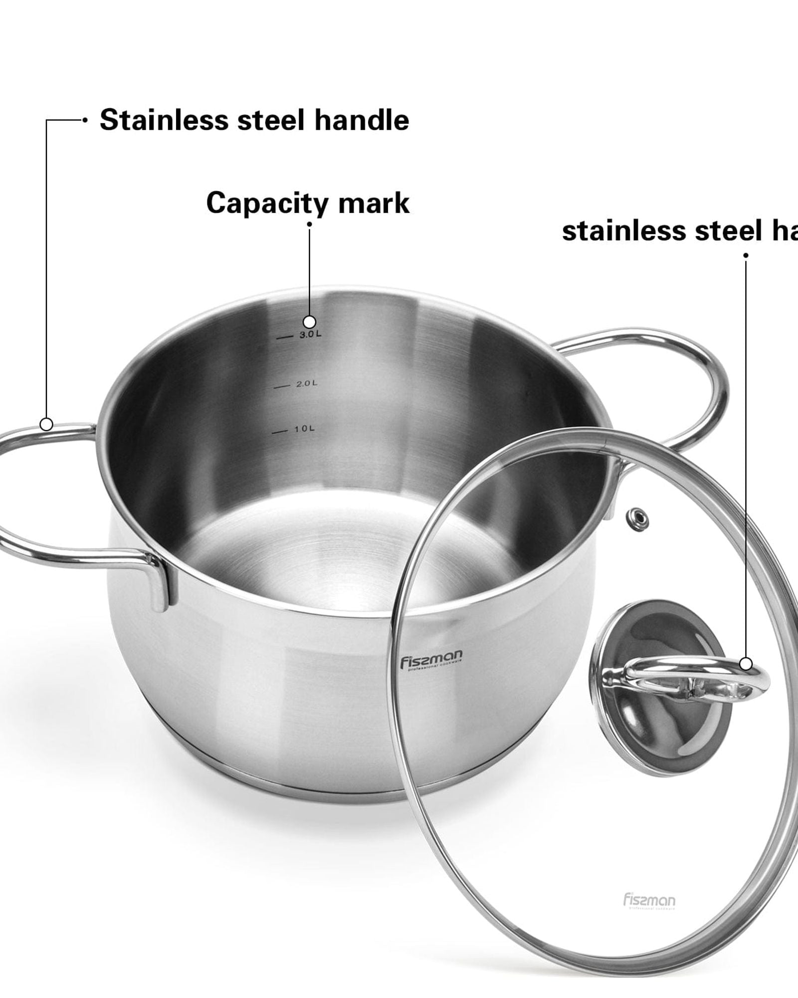 Buy Fissman Stockpot Monica Silver 6.1L Online in UAE | Jashanmal
