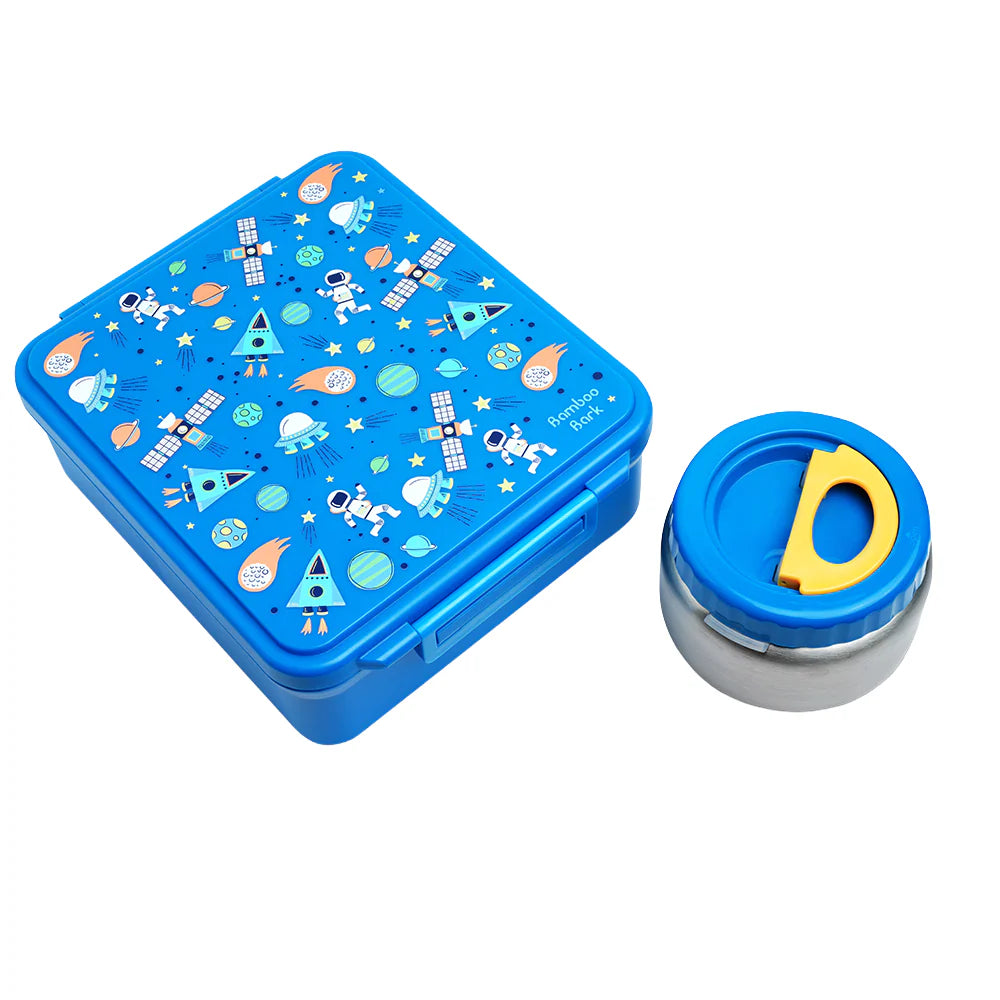 Bamboo Bark Astro Space Large Lunch Box With Insulated Food Jar