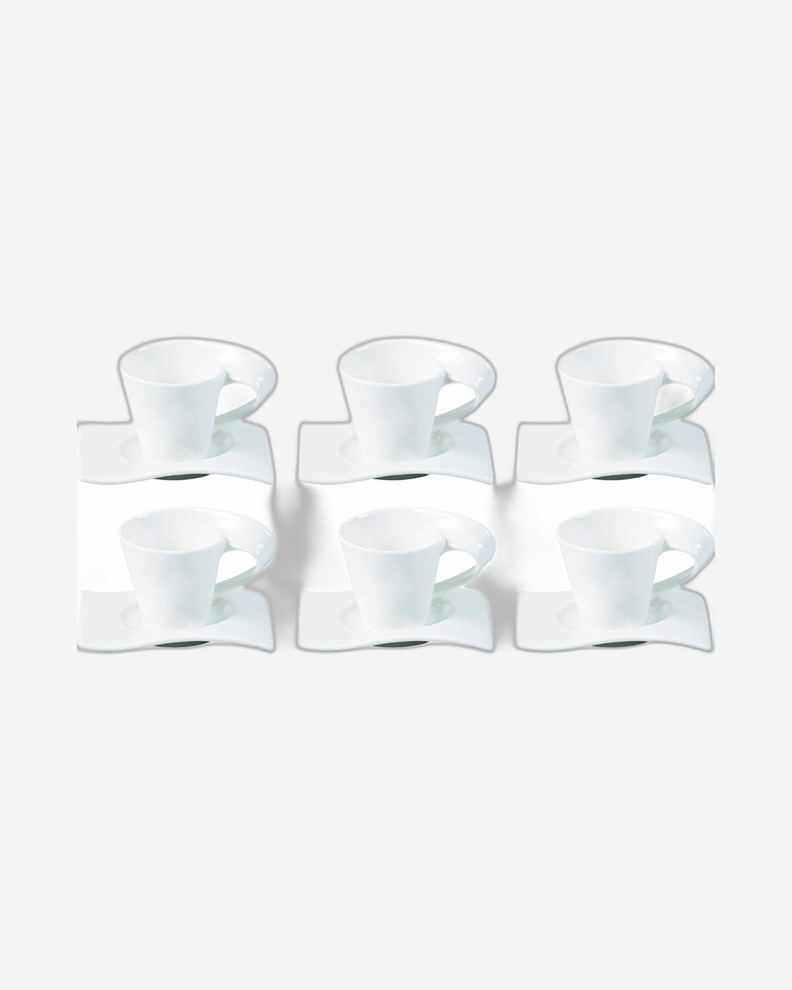 Shallow Bone China Cups and Saucers Set, White, 200cc | Elegant Tea an