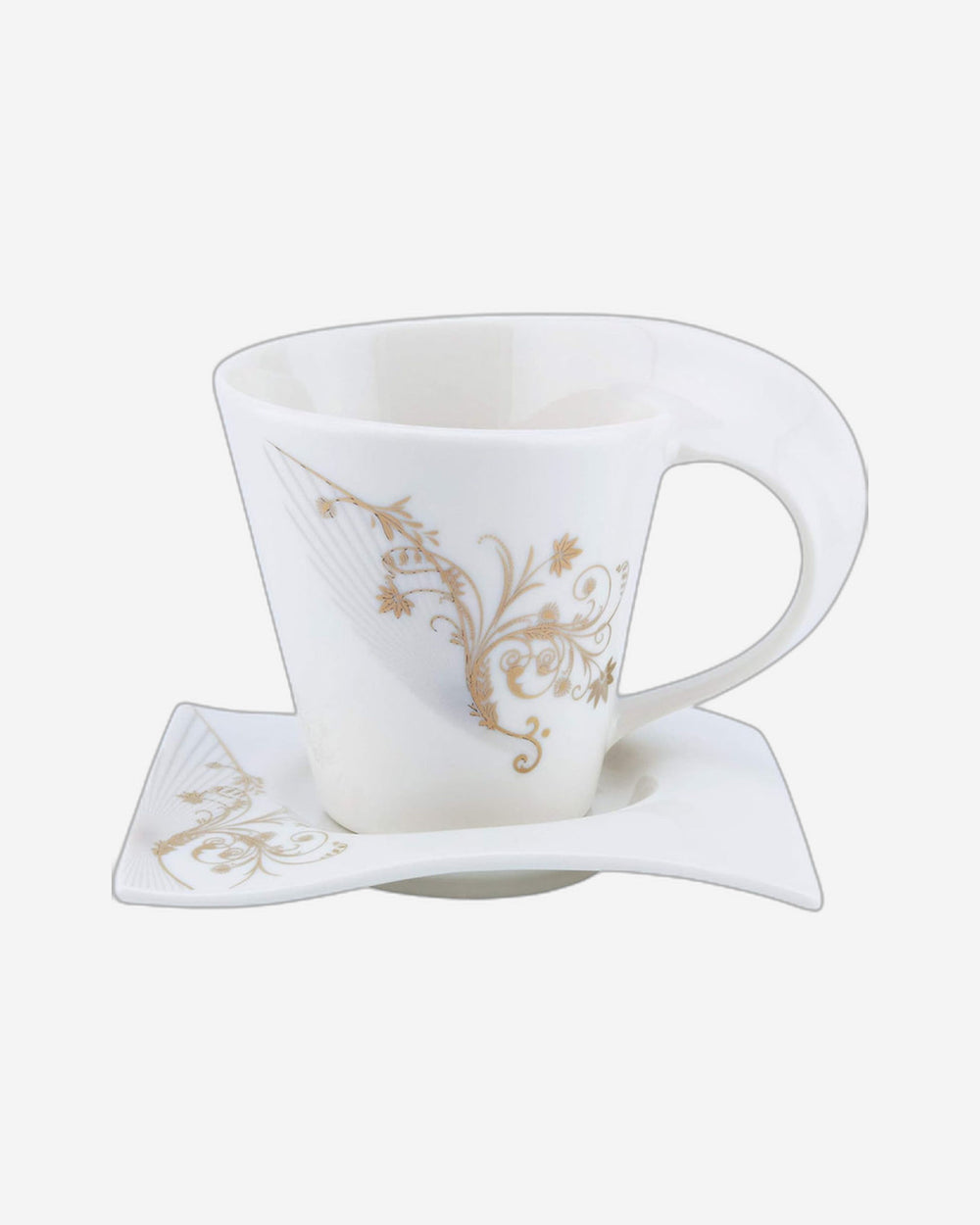 Shallow Porcelain Cup and Saucer Set, 12 Pieces, 200ml | Elegant White
