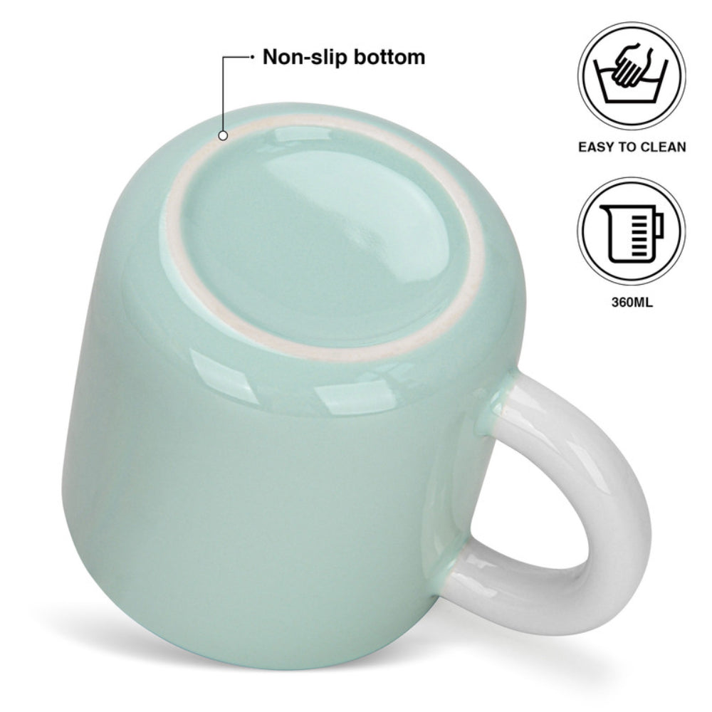 Fissman 2-Piece Mugs 360ml Green New Bone China