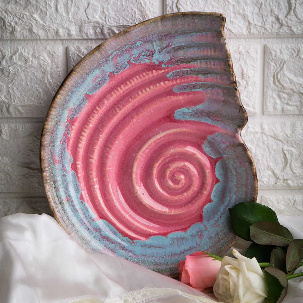 Tohfa Luxe Seashell Swirl Ceramic Platter