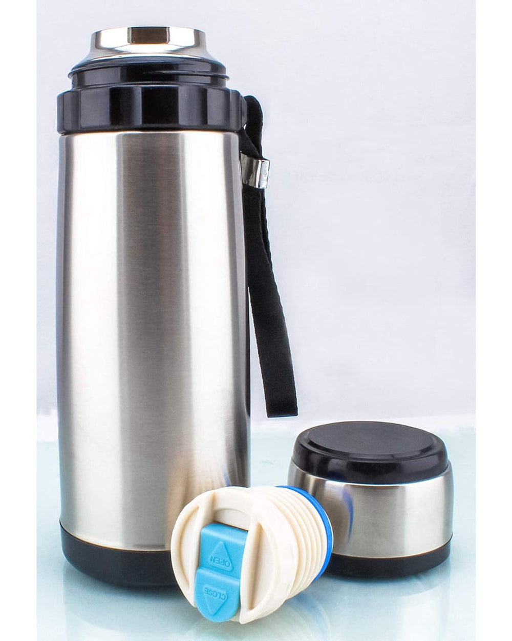 Nessan Stainless Steel Vacuum Flask - 600ml | Silver/Black | Insulated