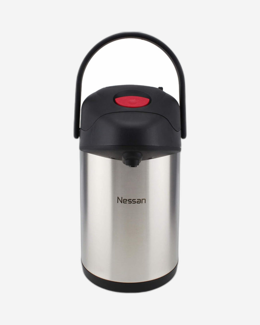 Nessan Insulated Stainless Steel Pump Flask, Silver, 4L | Double Wall