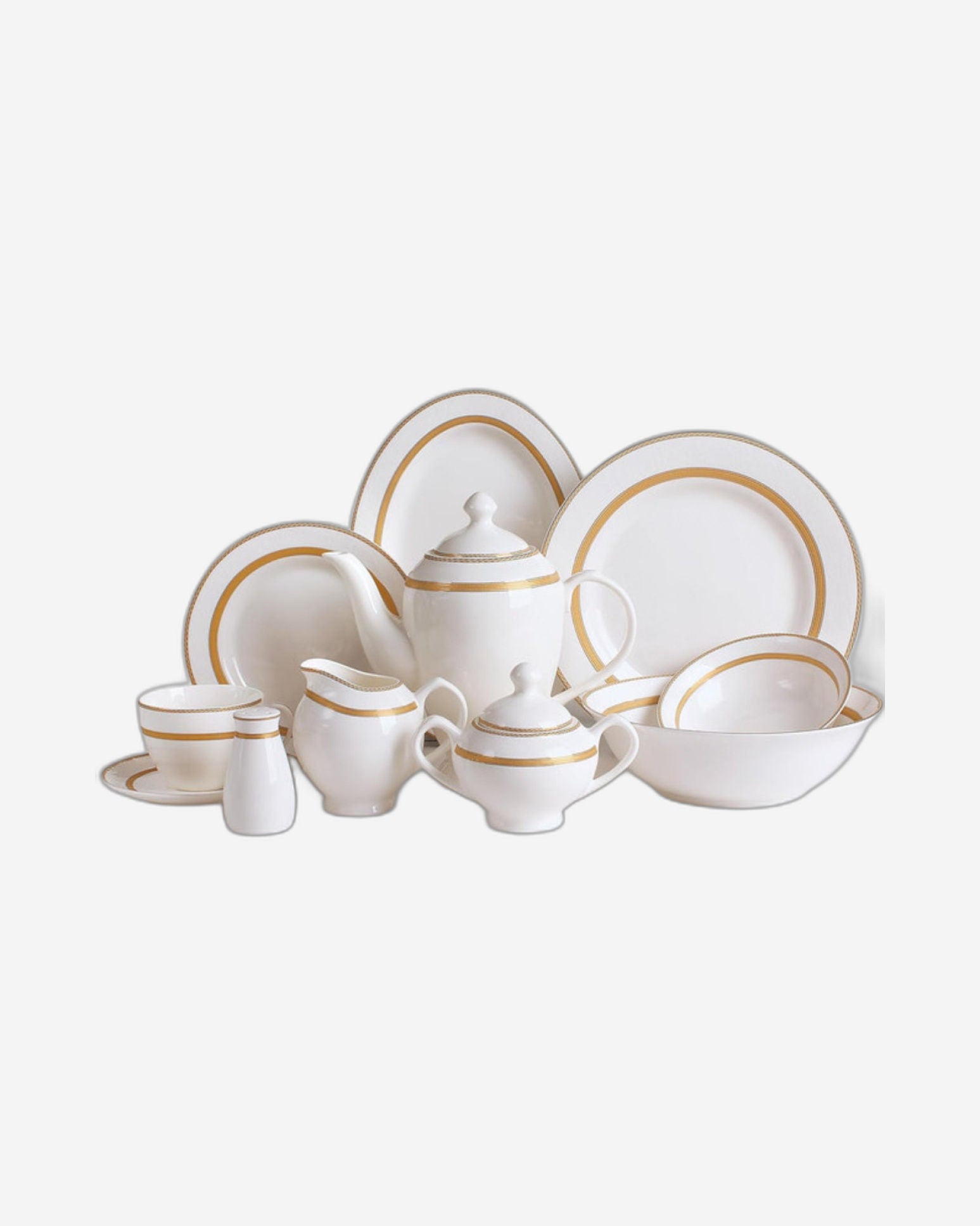 Buy Shallow Bone China Gold Plated Dinner Set - 47 Pieces, Royal Online ...