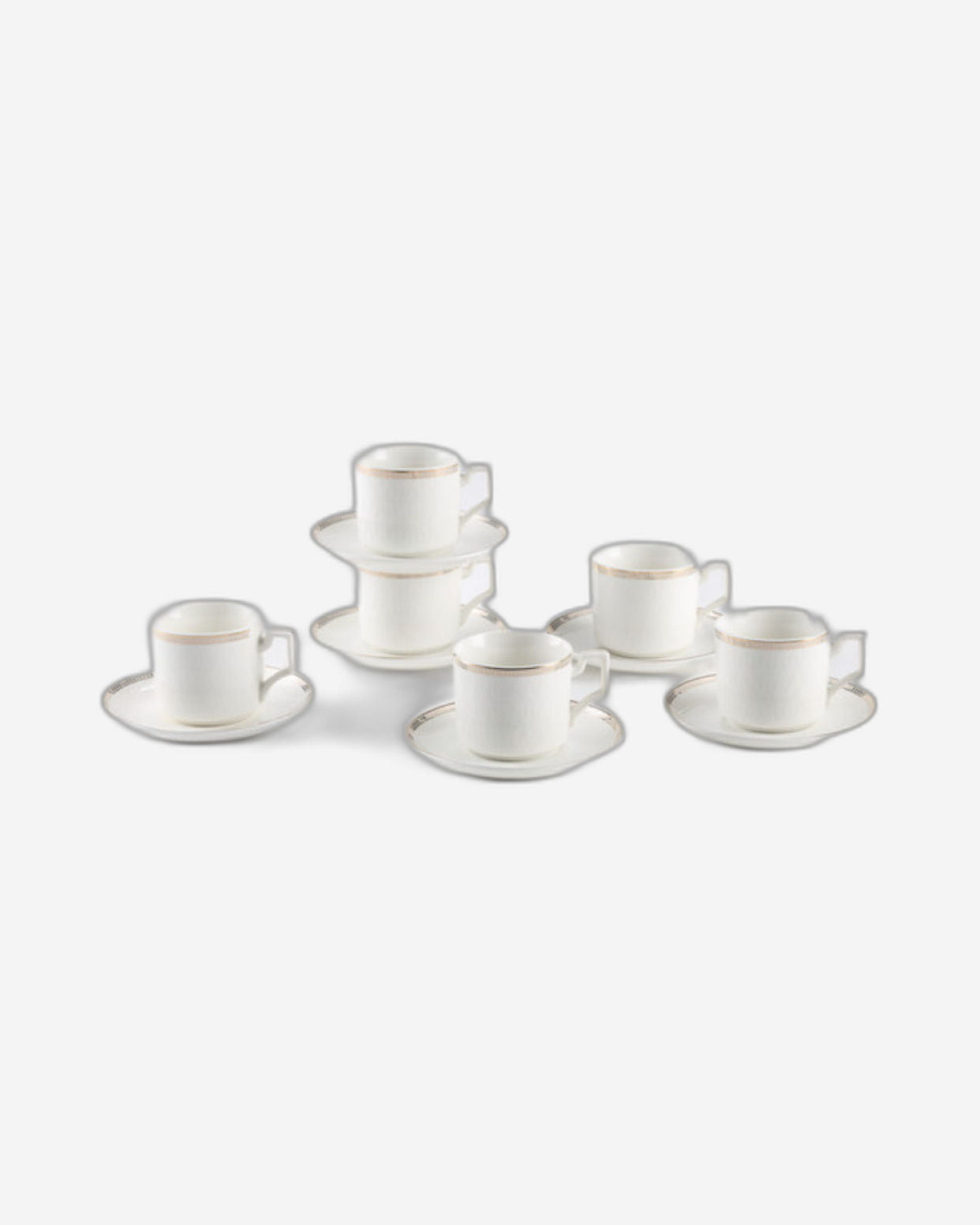 Buy Shallow New Bone China Lara Coffee Cup & Saucer Set, 90ml (White, 6 ...