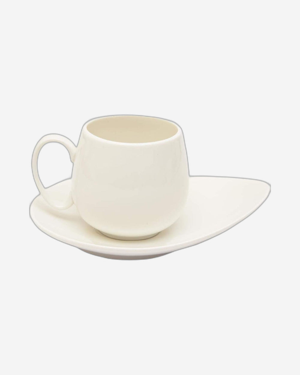 Shallow Bone China Tea Cup and Saucer Set, White, 200 ml, 12 Pieces