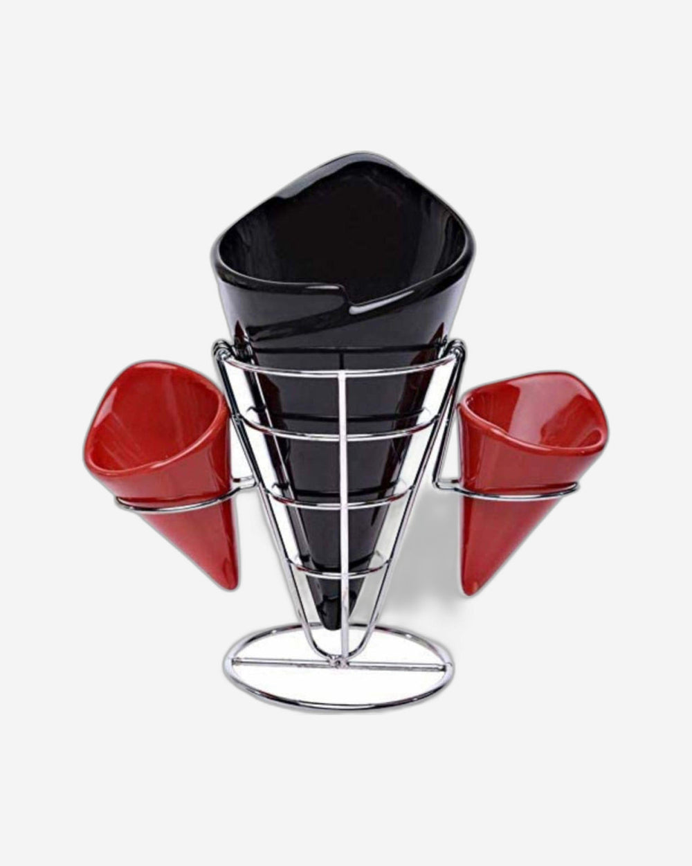 Shallow Porcelain French Fries Holder with 2 Dip Compartments – Elegan